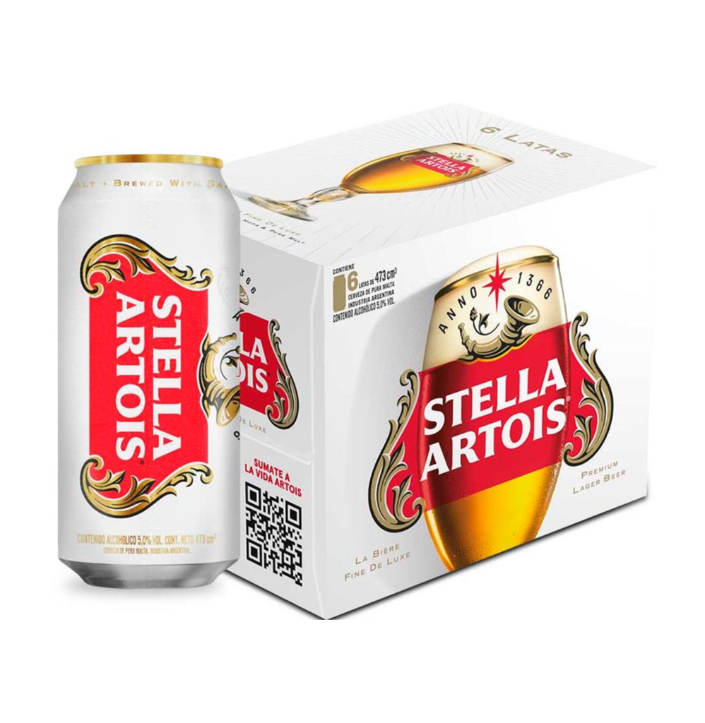 CERVEZA STELLA ARTOIS LATA X 473 CC PACK X 6 UNID. - Molti - Almacén Online